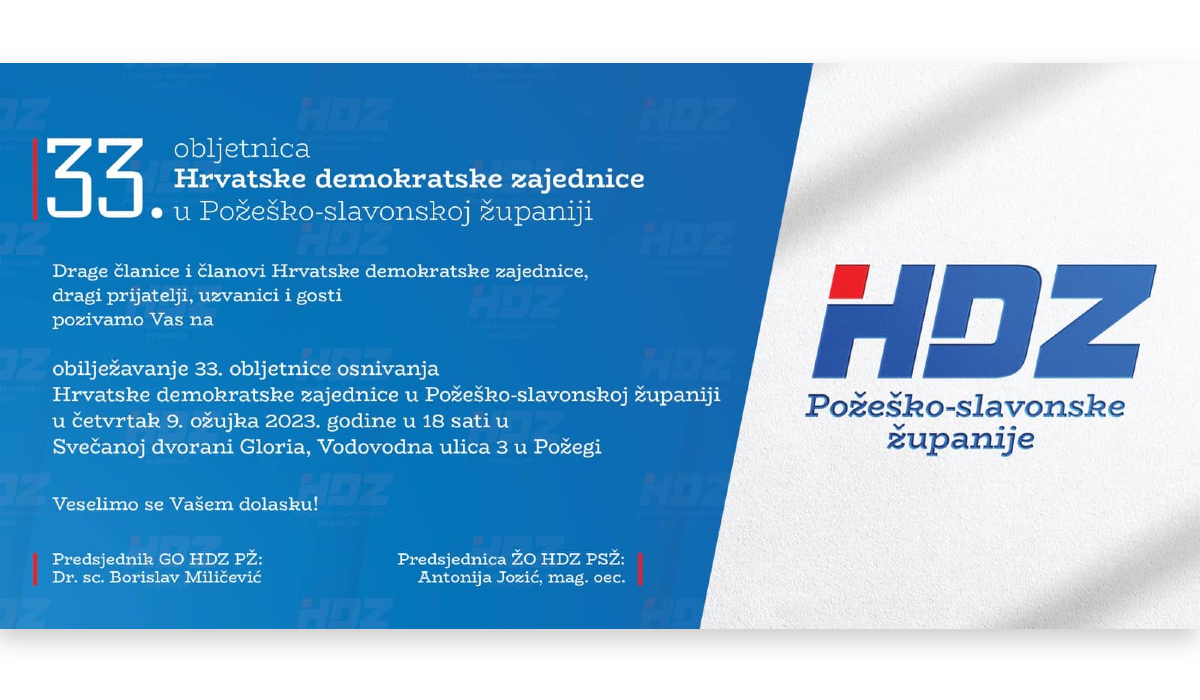 Prije 33 godine osnovan HDZ Općine Požega: “Prisjetimo se odvažnosti utemeljitelja okupljenih ...